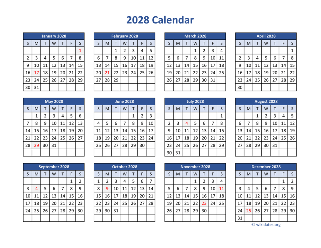 2028 Week Number Calendar Printable - calendar.weloveprintables.net