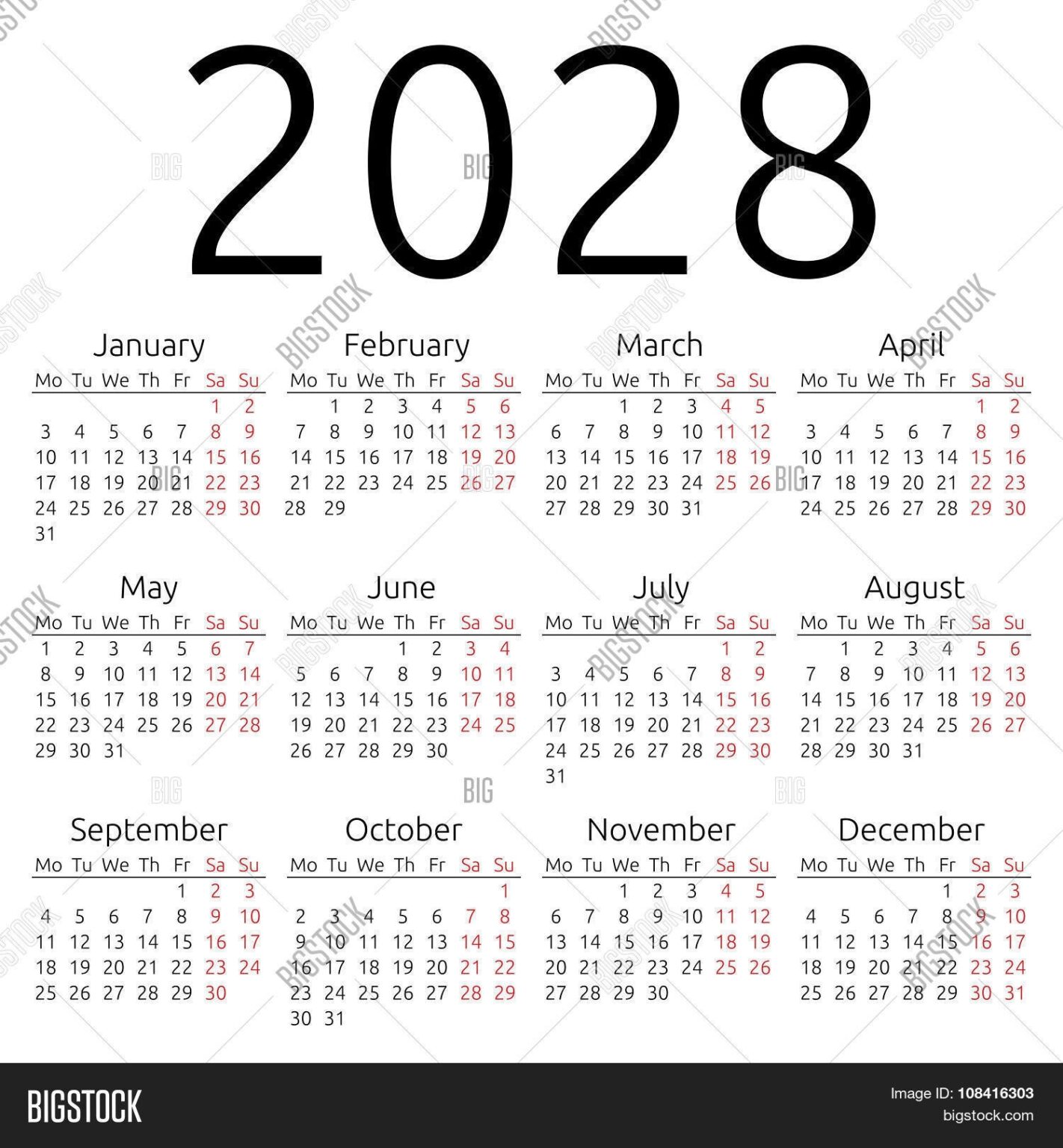 2028 One Page Calendar Printable Free - calendar.weloveprintables.net