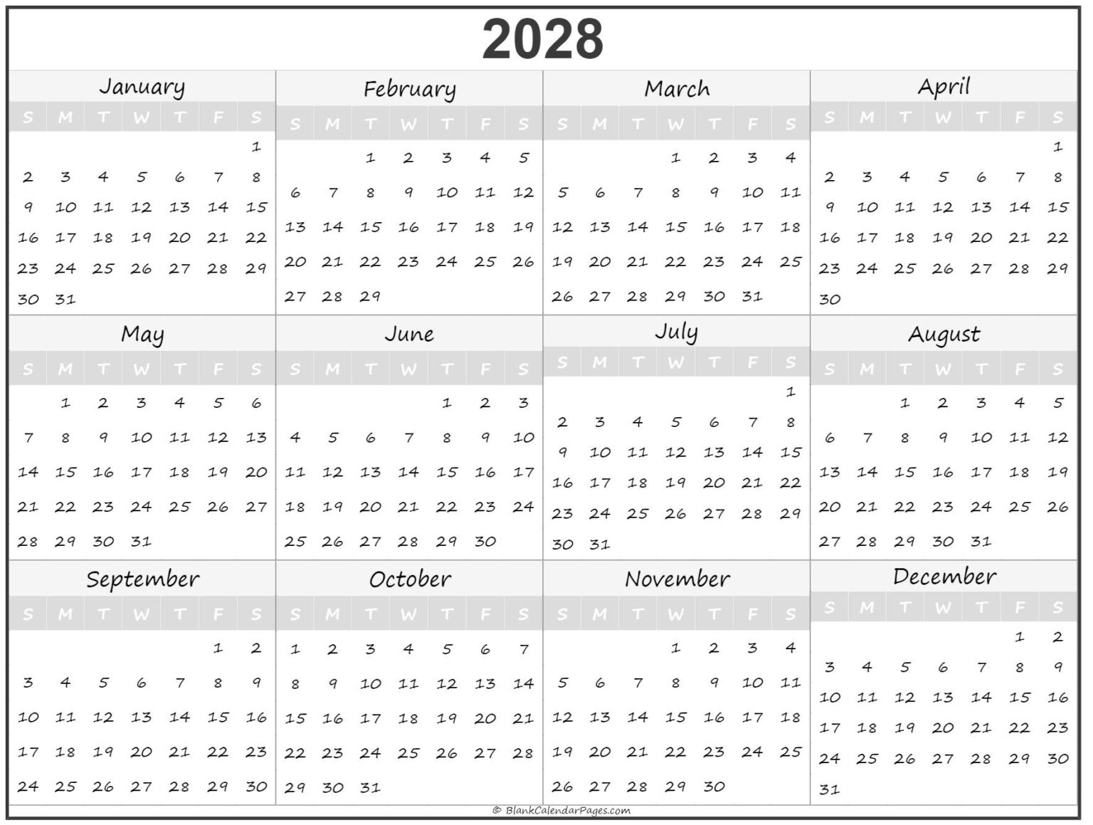 Free Printable Calendar Strip 2028 - calendar.weloveprintables.net