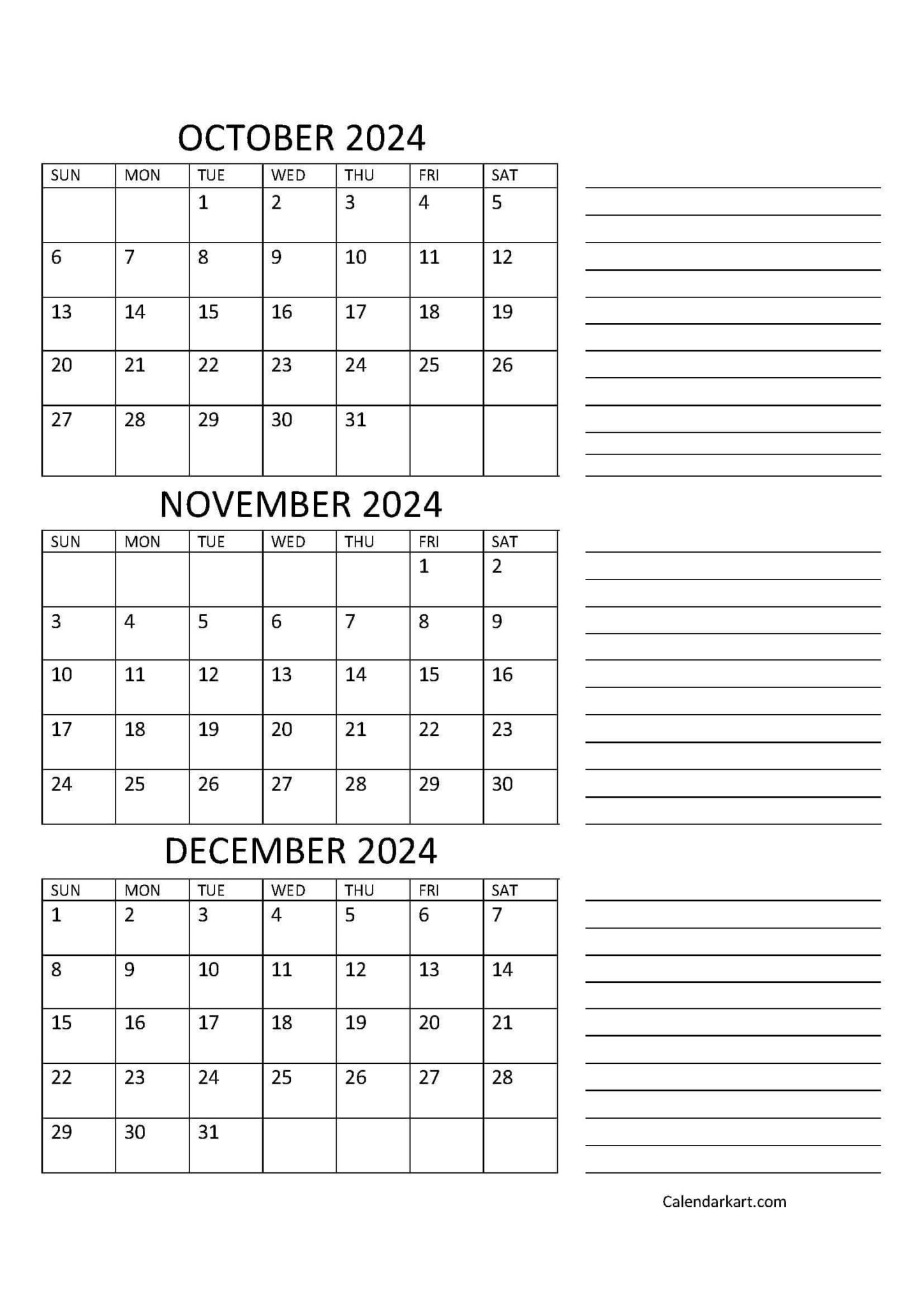 Printable Calendar October November December 2028 - calendar ...