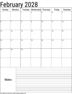 Printable February 2028 Calendar With Holidays - calendar ...